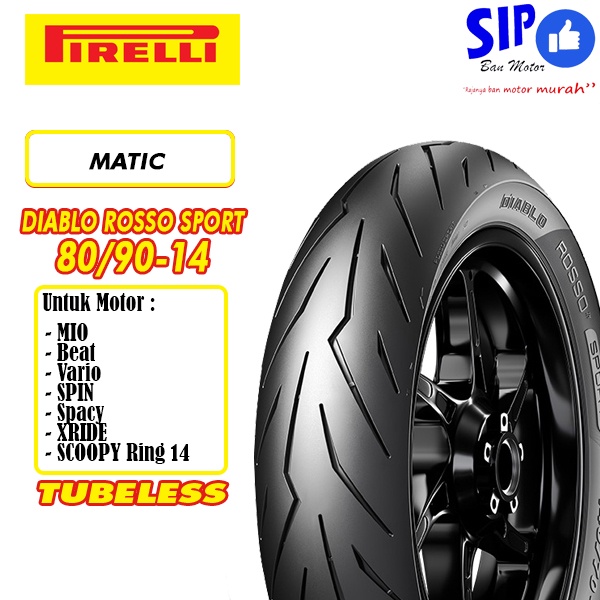 Jual Ban motor matic Pirelli Diablo Rosso Sport 80 90 14 tubeless beat ...