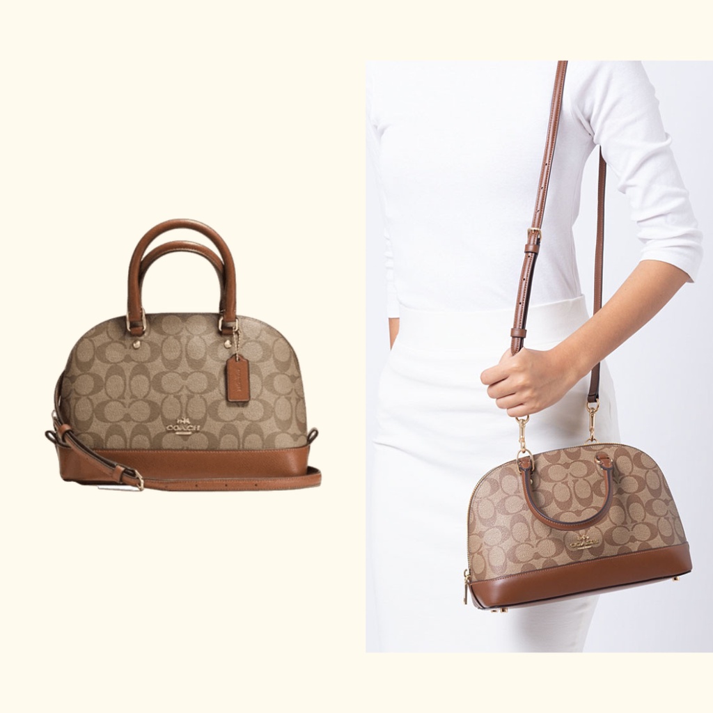 Jual Coach F27583 Signature Mini Sierra Satchel Khaki Saddle/Coach Hand ...