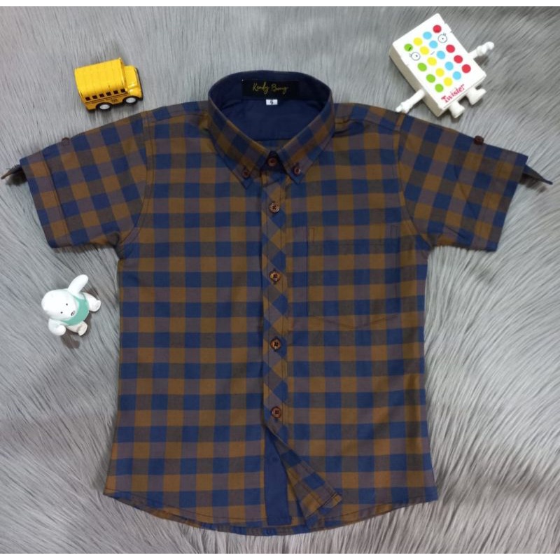 Jual Kemeja Kotak Kombinasi Anak Laki-Laki/Kemeja Lengan Pendek Skoder ...
