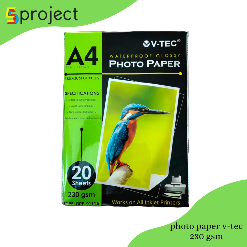 Jual Kertas Glossy Photo Paper Vtec A4 230 gsm / Kertas Foto / Kertas ...
