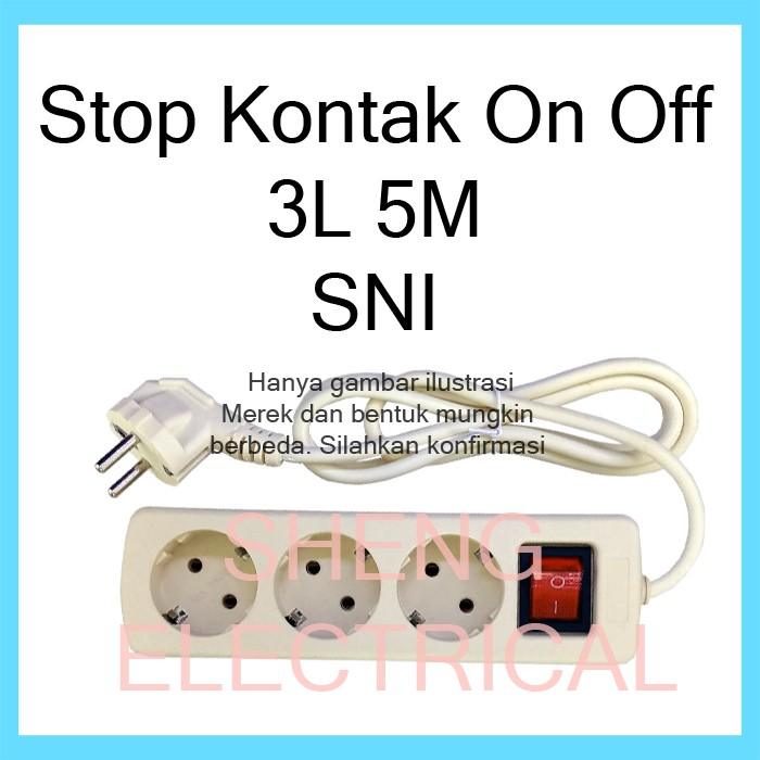 Jual Terminal + Saklar ON--OFF Stop Kontak Kabel 3 Lubang (5 METER ...