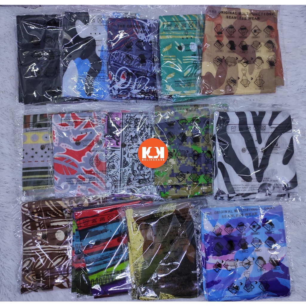 Jual MASKER BUFF BANDANA HITAM POLOS DAN MOTIF MULTIFUNGSI TANPA ...