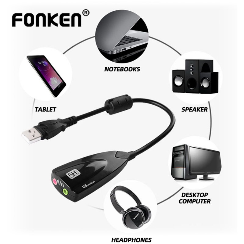 Jual Fonken Adapter Sound Card Eksternal Usb 2.0 5hv2 7.1 Channel ...