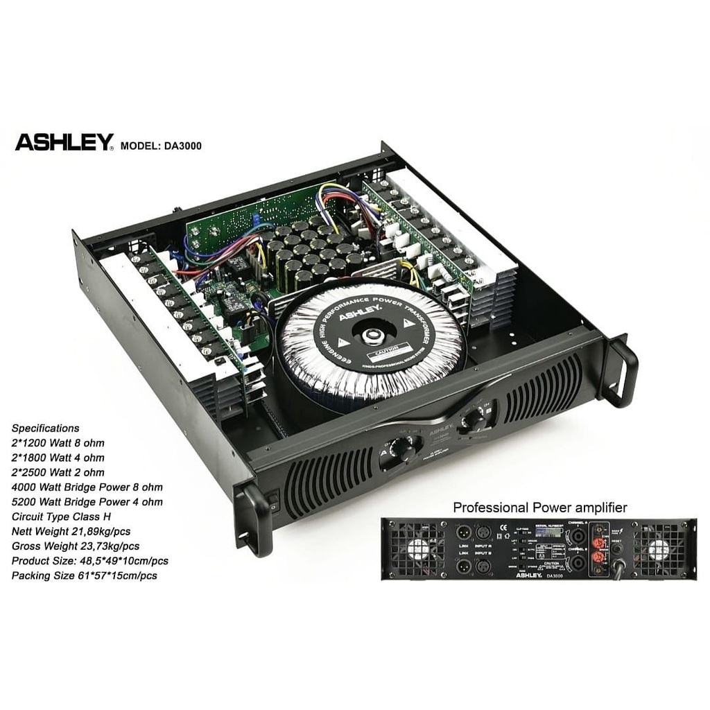 Jual POWER ASHLEY DA3000 POWER AMPLIFIER 2 X 1000 WATT CLASS H ...