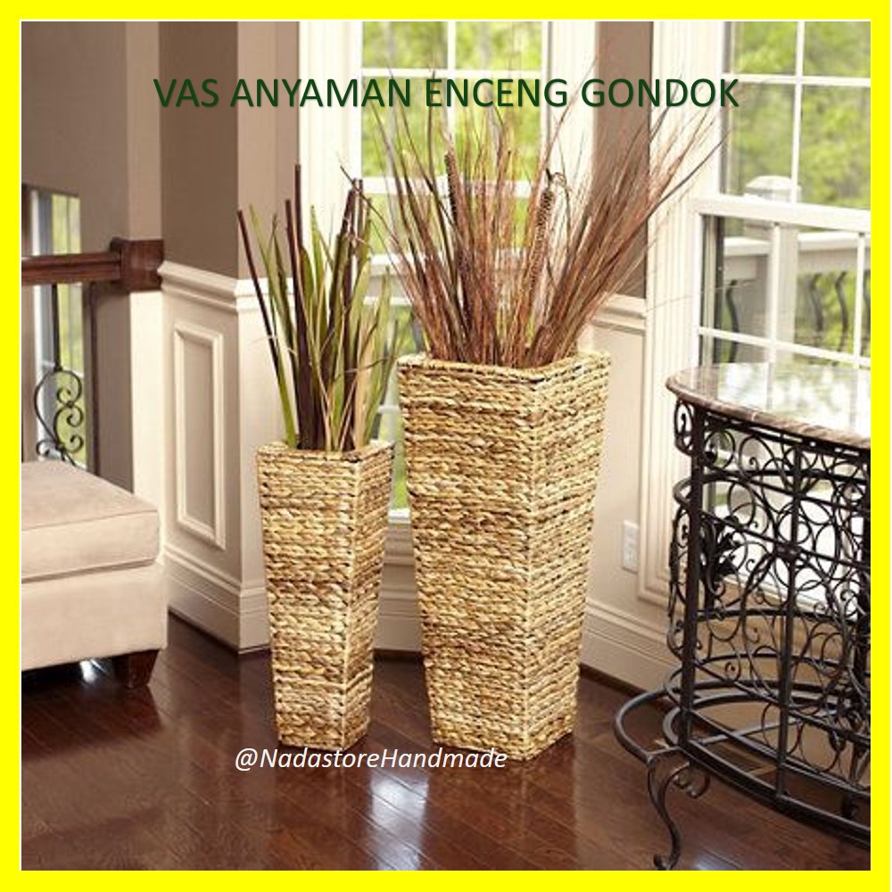 Jual VAS BUNGA ANYAMAN ENCENG GONDOK / VAS BUNGA KERING T 70 CM ...