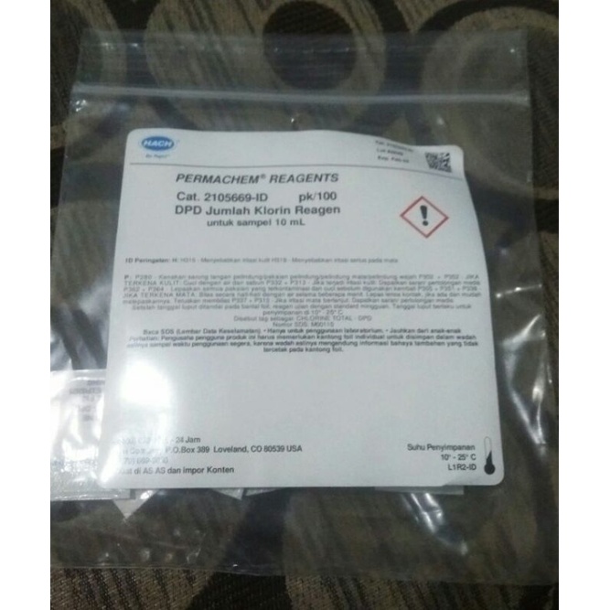 Jual HACH 2105669 DPD Total Chlorine Reagent Powder Pillows 10 ml 100 ...