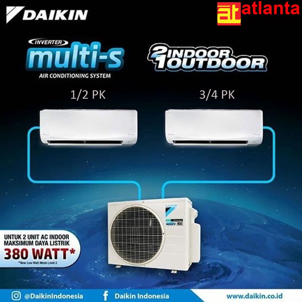 Jual AC Daikin Multi Split 2MKC30 1/2PK + 3/4 PK | Shopee Indonesia