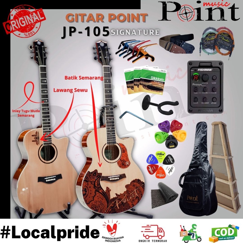 Jual Alat Musik Gitar Jumbo Akustik Elektrik JP - 105 Original Signature Kota Semarang // Local ...