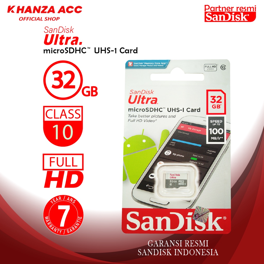 Jual KHANZAACC SANDISK MEMORY HP MICRO SD ULTRA CLASS 10 MEMORI CARD ...