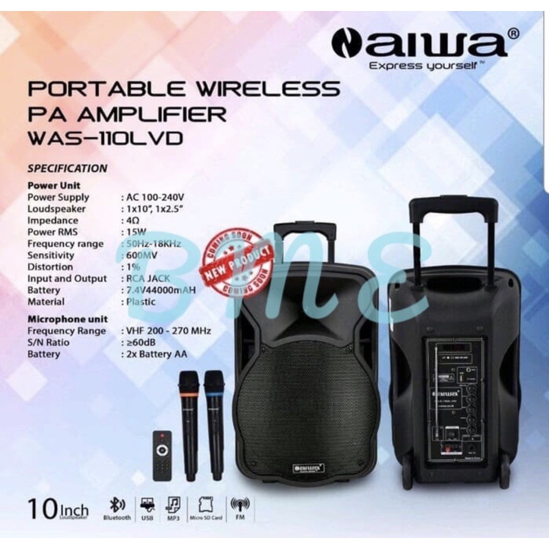 Jual Speaker Portable Wireless Aiwa WAS 110LVD ( usb,bluetooth,fm,sd ...