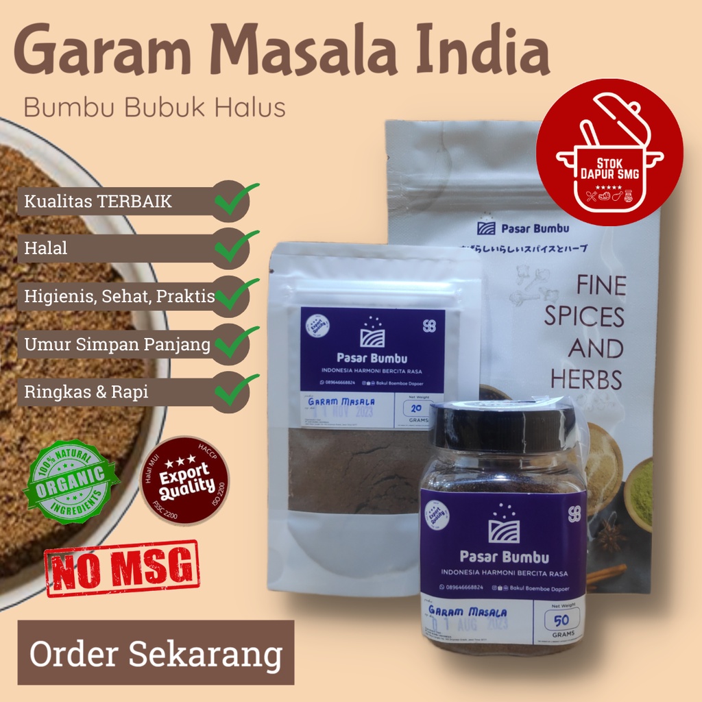 Jual Pasar Bumbu Garam Masala India Bubuk / Bumbu Masakan India Pouch ...