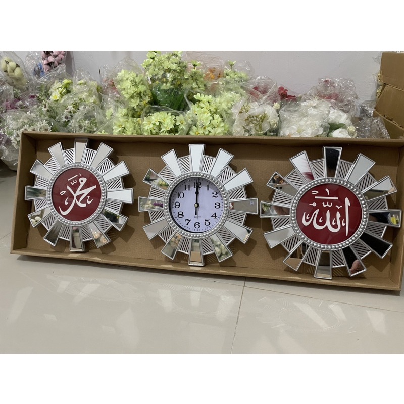 Jual HOMEDEKOR/JAM DINDING HIASAN SET 3/JAM KALIGRAFI/JAM VAS | Shopee ...