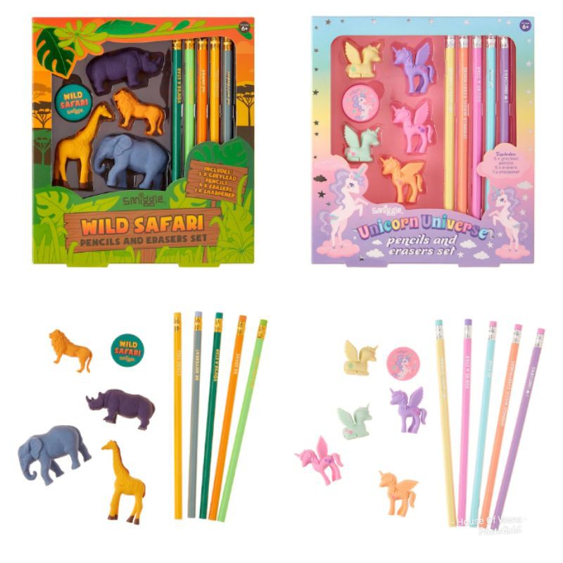 Jual Smiggle Safari Pencil and Eraser Gift Set Original | Shopee Indonesia