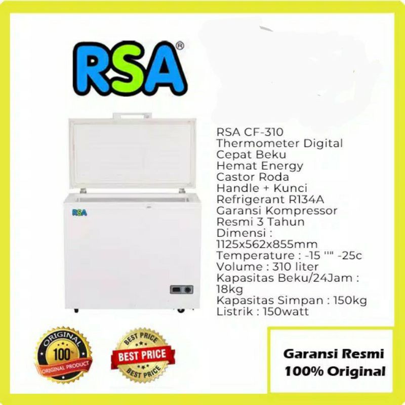 Jual Chest Freezer RSA CF-310 Kapasitas 310Liter | Shopee Indonesia