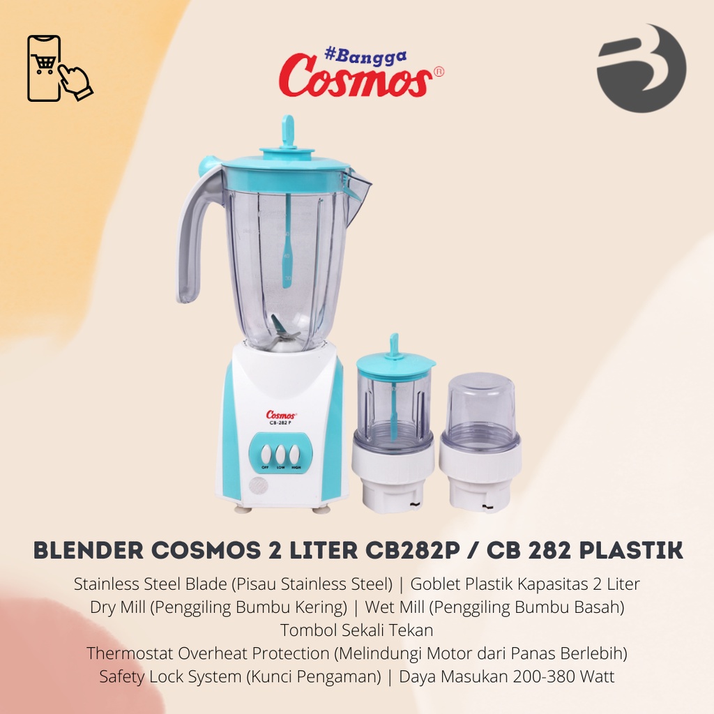 Jual BLENDER COSMOS 2 LITER CB282P / CB 282 AP PLASTIK | Shopee Indonesia