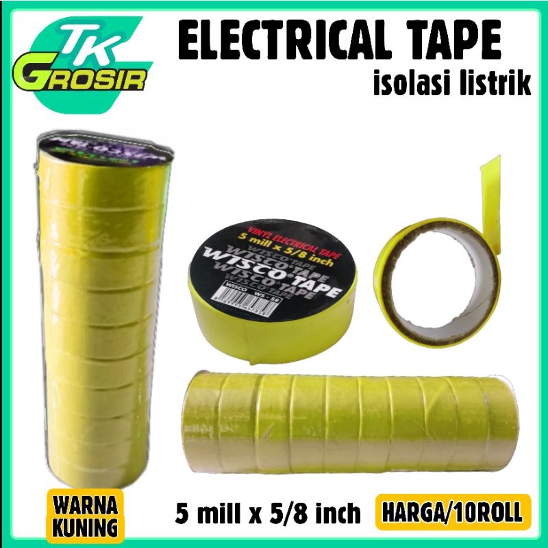 Jual 10 roll isolasi listrik/electrical wisco tape/lakban listrik ...