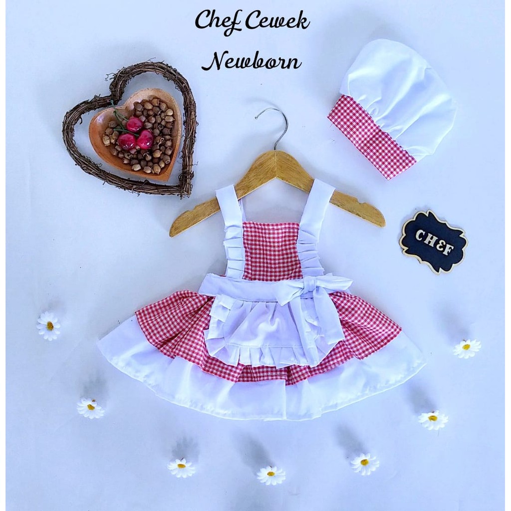 Jual KOSTUM KOKI CEWEK NEWBORN (BAYI) | Shopee Indonesia