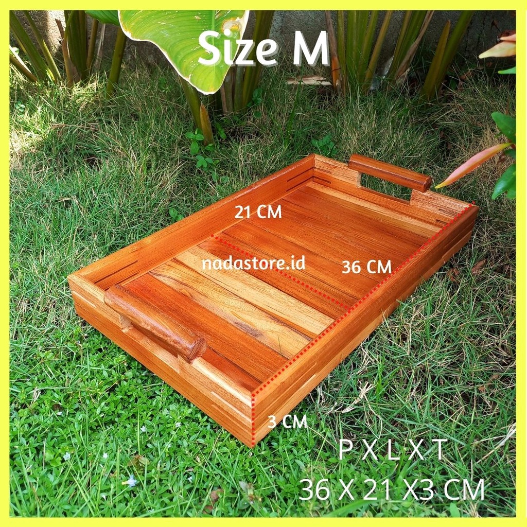 Jual PREMIUM WOODEN SERVING TRAY / BAKI / NAMPAN KAYU JATI / NAMPAN ...