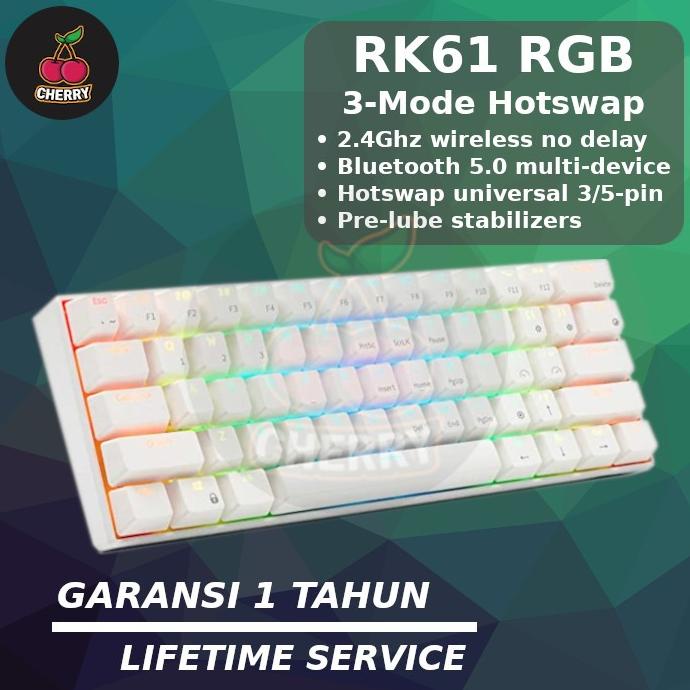 Jual Royal Kludge RK61 RGB Wireless Bluetooth Mechanical Keyboard ...