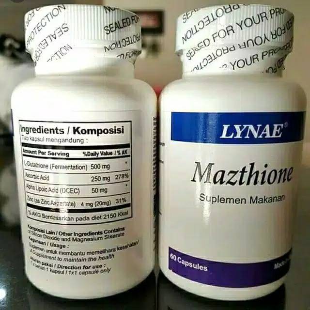 Jual Mazthione whitening capsule suplemen pemutih kulit - ORIGINAL 1000% | Shopee Indonesia