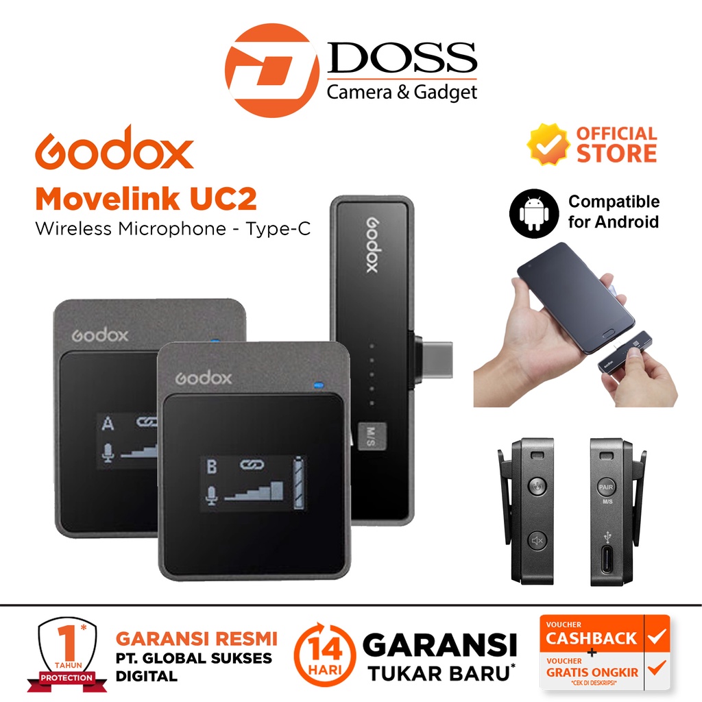 Jual Godox Movelink UC2 Kit Wireless MicType-C Port for Android (2 Tx) | Shopee Indonesia