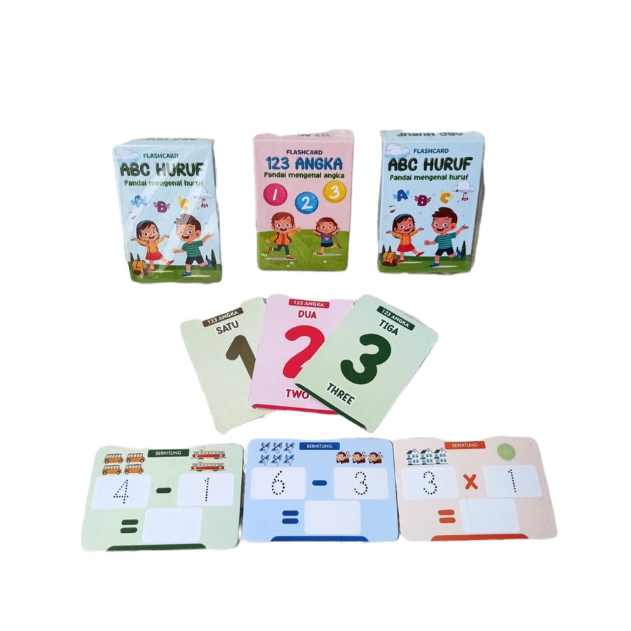 Jual Flashcard Anak Kartu Seru Edukasi Huruf dan Angka isi 52Kartu ...