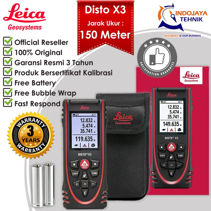 Jual Promo!!!Alat Ukur Dimensi, Leica Laser Distance Meter / Disto X3 (150 Meter Range) | Shopee ...