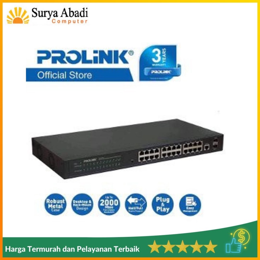 Jual SWITCH HUB PROLINK PSG2401M 24 - PORT GIGABIT SWITCH 10/ 100 ...