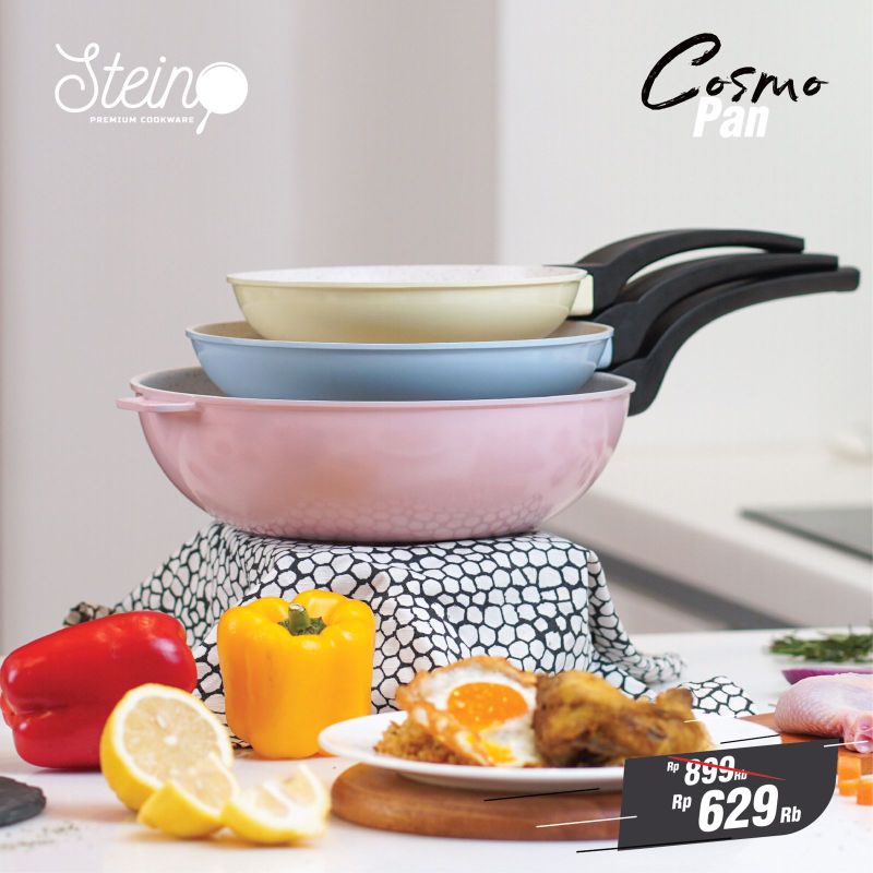 Jual COSMO PAN stackable/floating pan STEINCOOKWARE (3PAN +1TUTUP ...