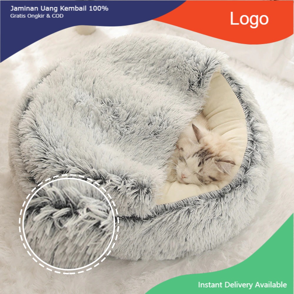 Jual Tempat Tidur Kucing Hangat dan Nyaman Bentuk Bulat Bertudung ...