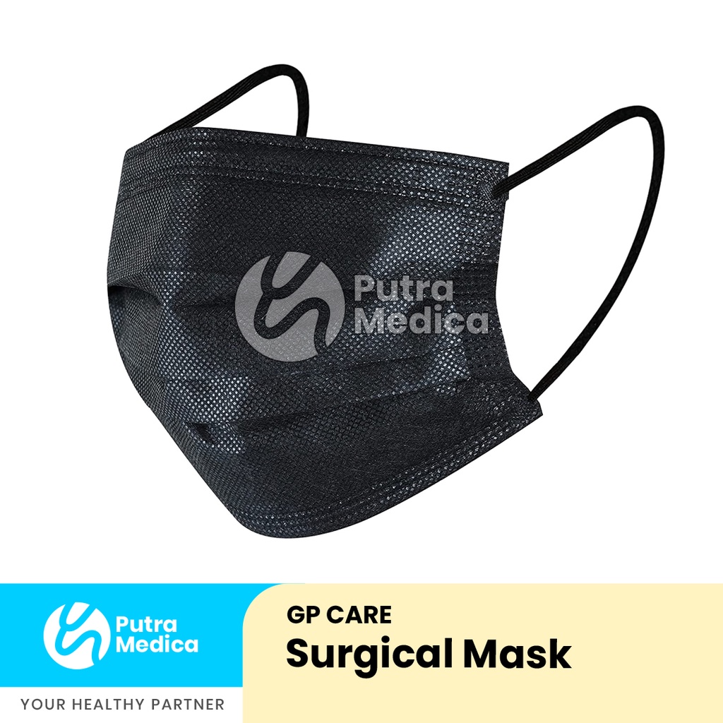 Jual GP Care Face Mask Earloop 3 Ply [Black] 1 Box / Masker Karet ...