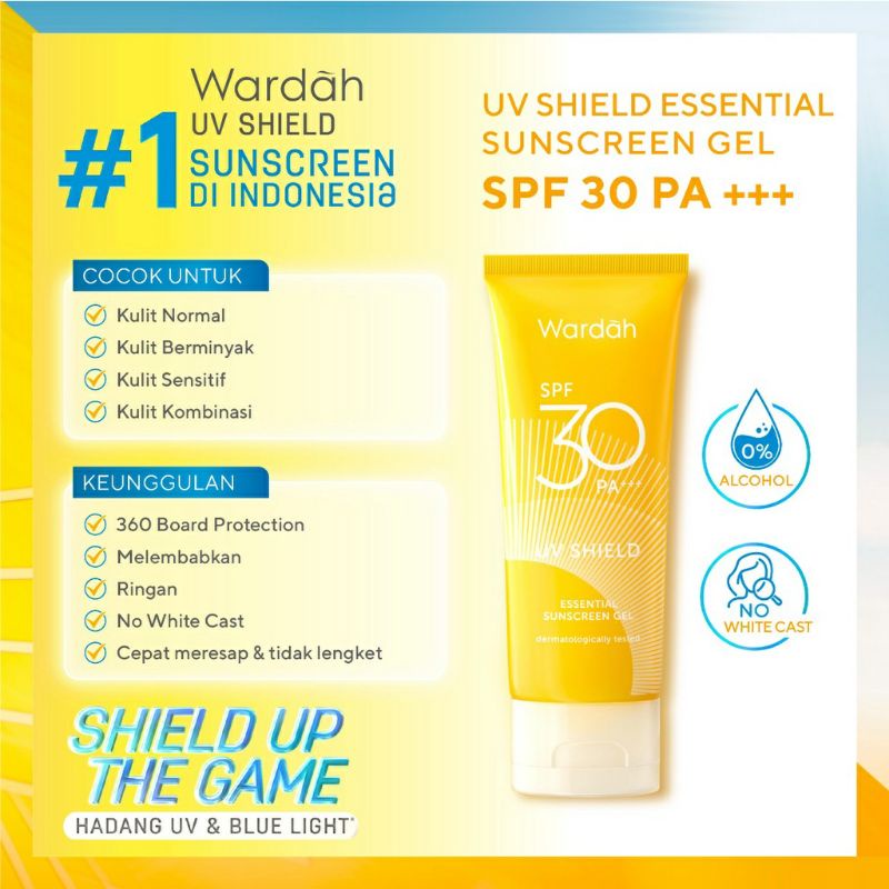 Jual Wardah Sunscreen Gel SPF 30 / UV SHIELD SPF 30( KEMASAN BARU) | Shopee Indonesia