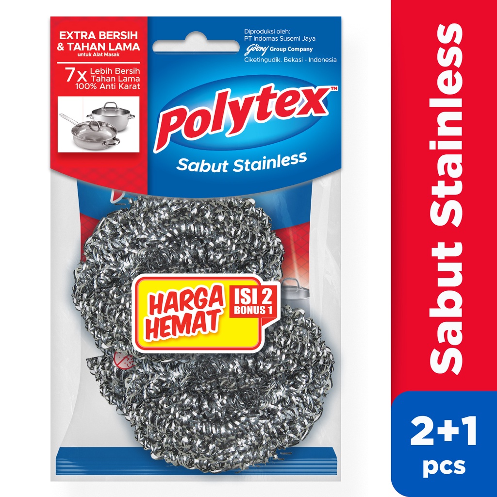 Jual Polytex Paket Sabut Stainless Isi 2 Bonus 1 | Shopee Indonesia