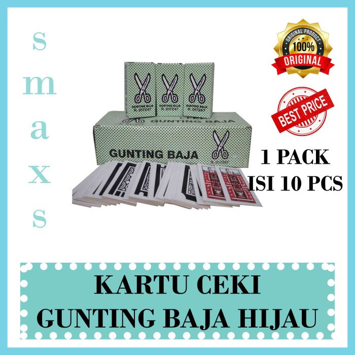 Jual Kartu Ceki Gunting Baja Warna Hijau isi 10 set | Shopee Indonesia