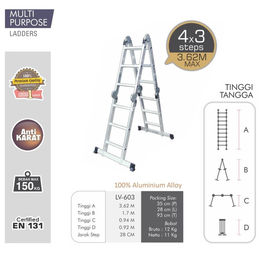 Jual Tangga Lipat Alumunium / Tangga Multi Purpose / Tangga Serba Guna ...