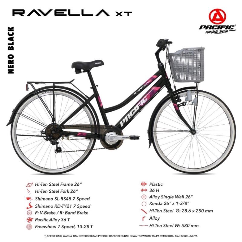 Jual SEPEDA CTB PACIFIC RAVELLA XT HI TEN STEEL 7 SPEED CITYBIKE MINI ...