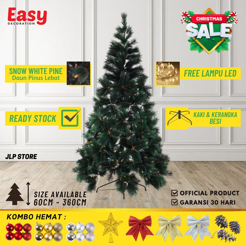 Jual Pohon Natal Besar Tinggi 2,1 Meter 2 210 Cm 7 FT Murah SNOW WHITE ...