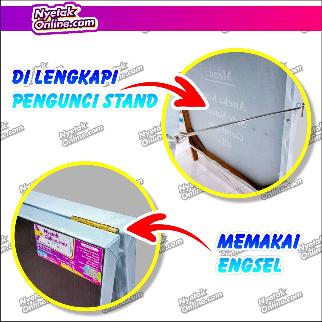 Jual Standing Banner Kayu Segitiga [Rangka + Banner Terpasang] 2 sisi ...