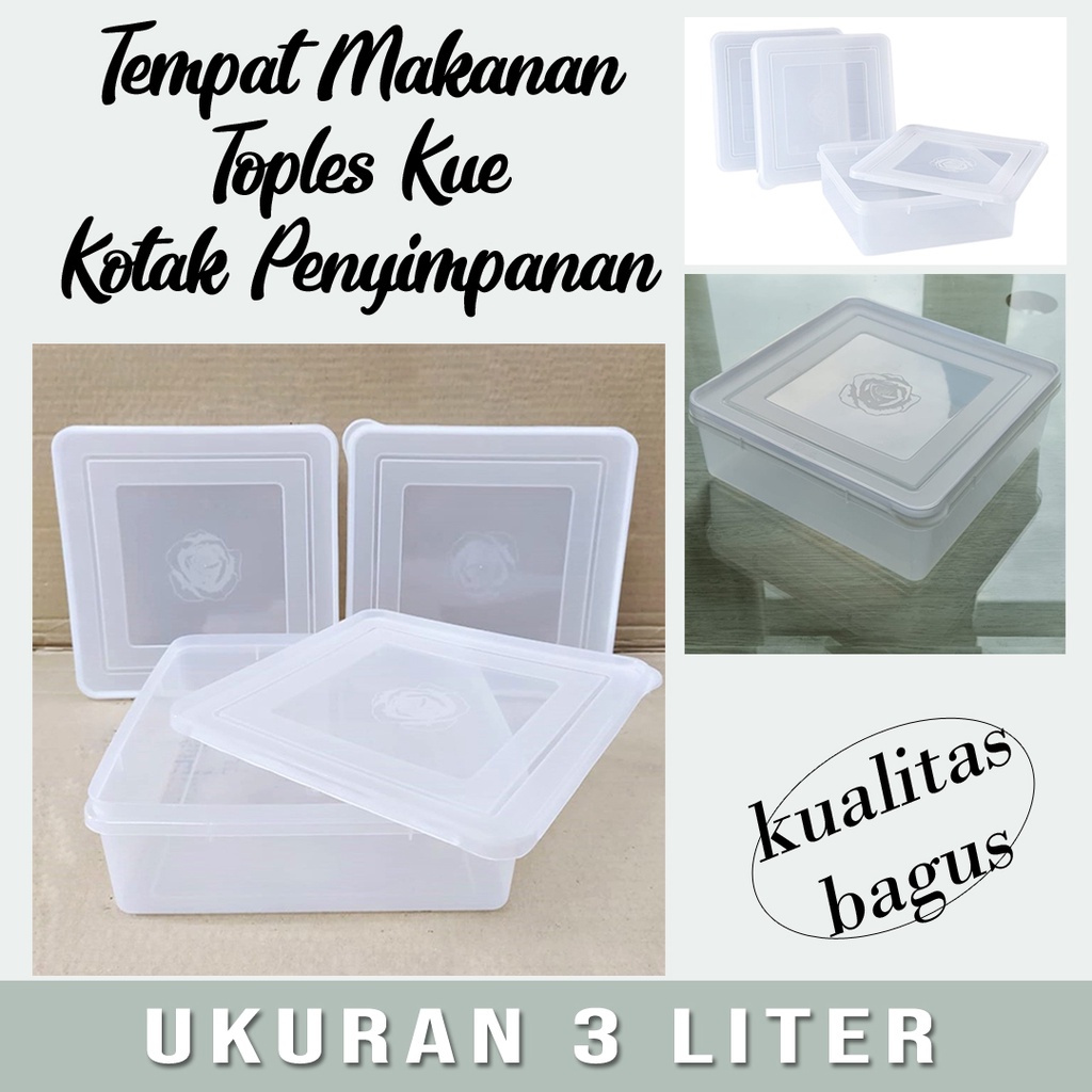 Jual Kotak Makanan Kue Donat Plastik Toples 3L Isi 3 Pcs / Food ...