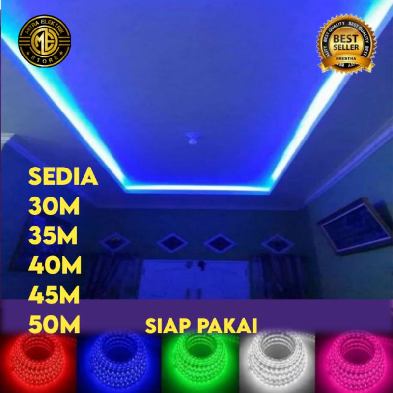 Jual LAMPU LIS PLAFON 25M 50M 50METER FREE SOKET COLOKAN SIAP PAKAI LED ...