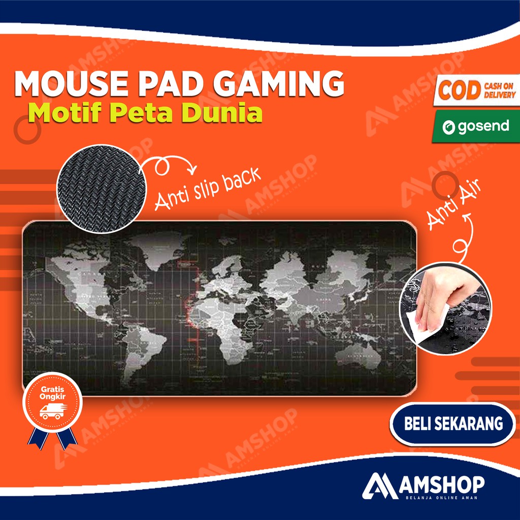 Jual Mouse Pad Gaming Mouse Pad Panjang XL Desk Mat Motif Peta Dunia ...