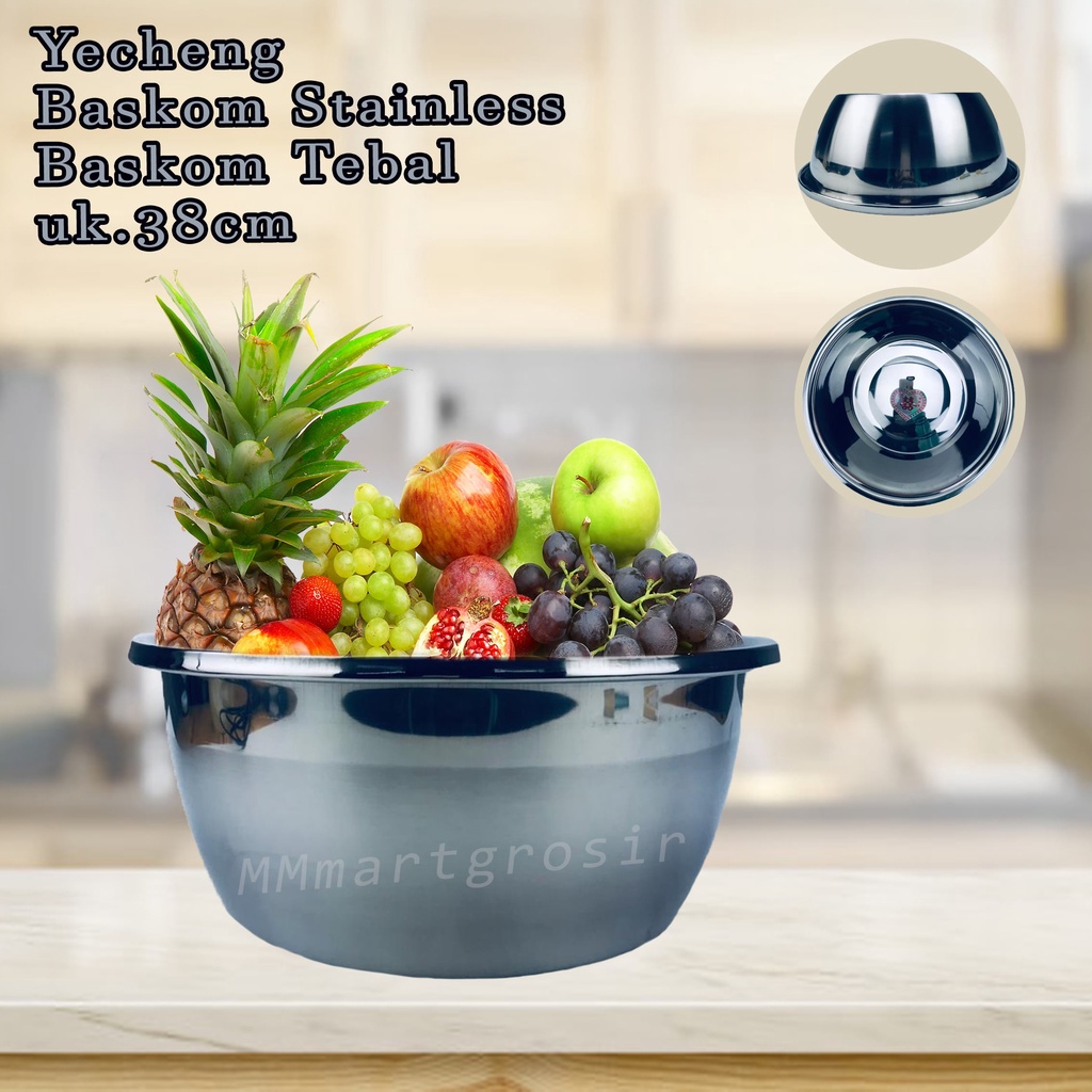 Jual Baskom Stainless / Baskom Tebal / uk.38cm | Shopee Indonesia
