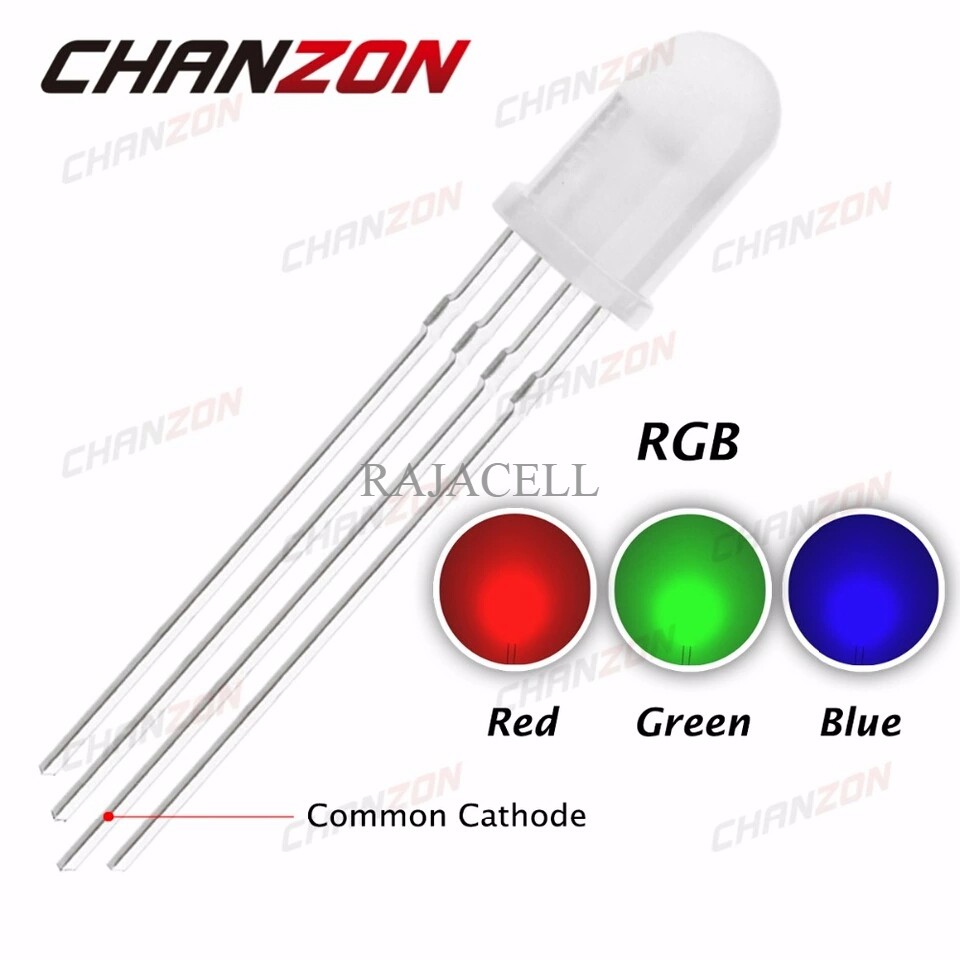 Jual LED RGB Diffused Common Anode 5mm 4 kaki Multicolor Diode Ultra ...