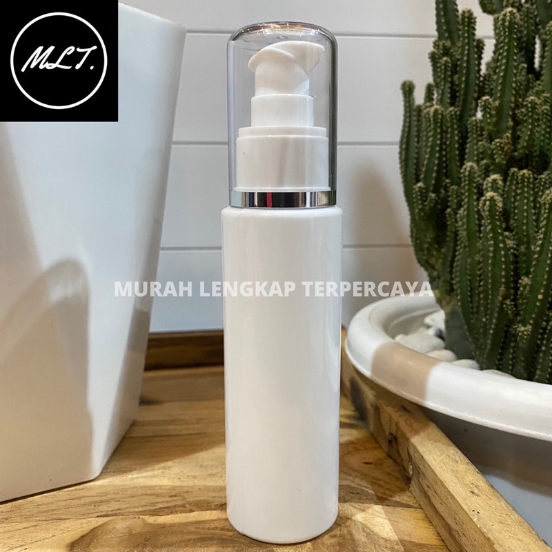 Jual BOTOL PUMP TREATMENT 100ML PUTIH RF / BOTOL TREATMENT PUMP FULLCAP 100ML PUTIH LIS SILVER ...