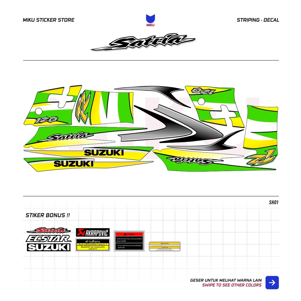 Jual STRIPING SATRIA HIU THAILAND SATRIA 120 R THAILOOK MOTHAI STIKER ...