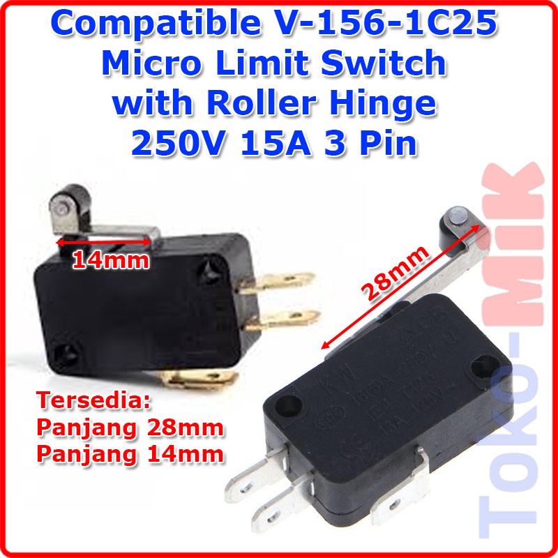 Jual V-156-1C25 MICRO LIMIT SWITCH ROLLER HINGE GAGANG 250V 15A 3 PIN | Shopee Indonesia