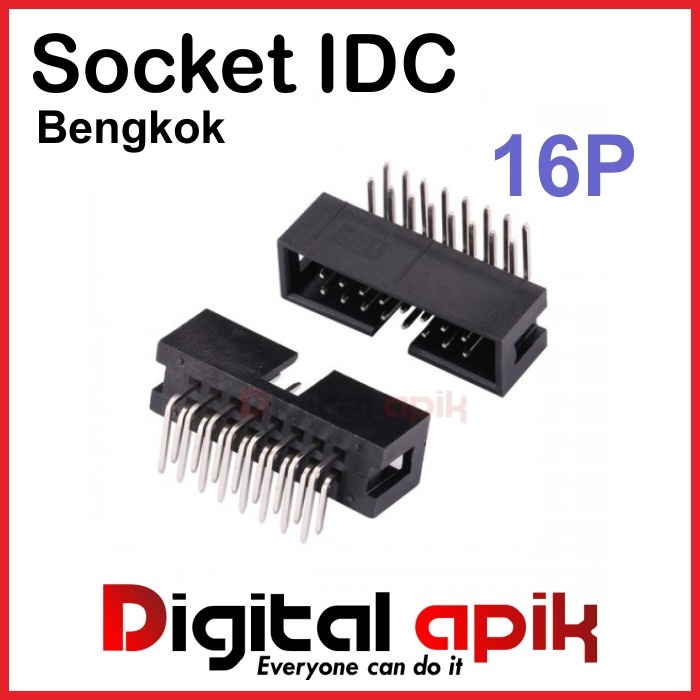 Jual Socket IDC Male 16P 2x8 2*8 2.54mm 16 Pin Soket Box P10 DMD ...