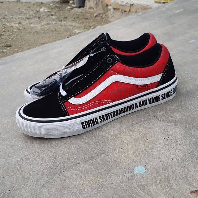 Jual Vans Oldskool Pro X Baker Skateboarding Black White Red | Shopee ...