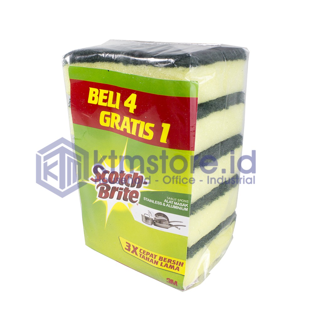 Jual 3M Scotch Brite 5 Pcs Sabut Spons Hijau Cuci Piring ID 30P5 ...
