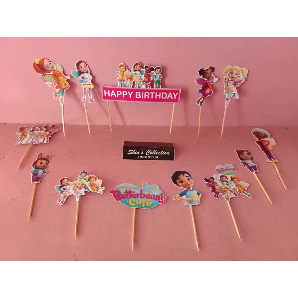 Jual Cake topper Butterbean Cafe (1 set isi 13 pcs) | Shopee Indonesia